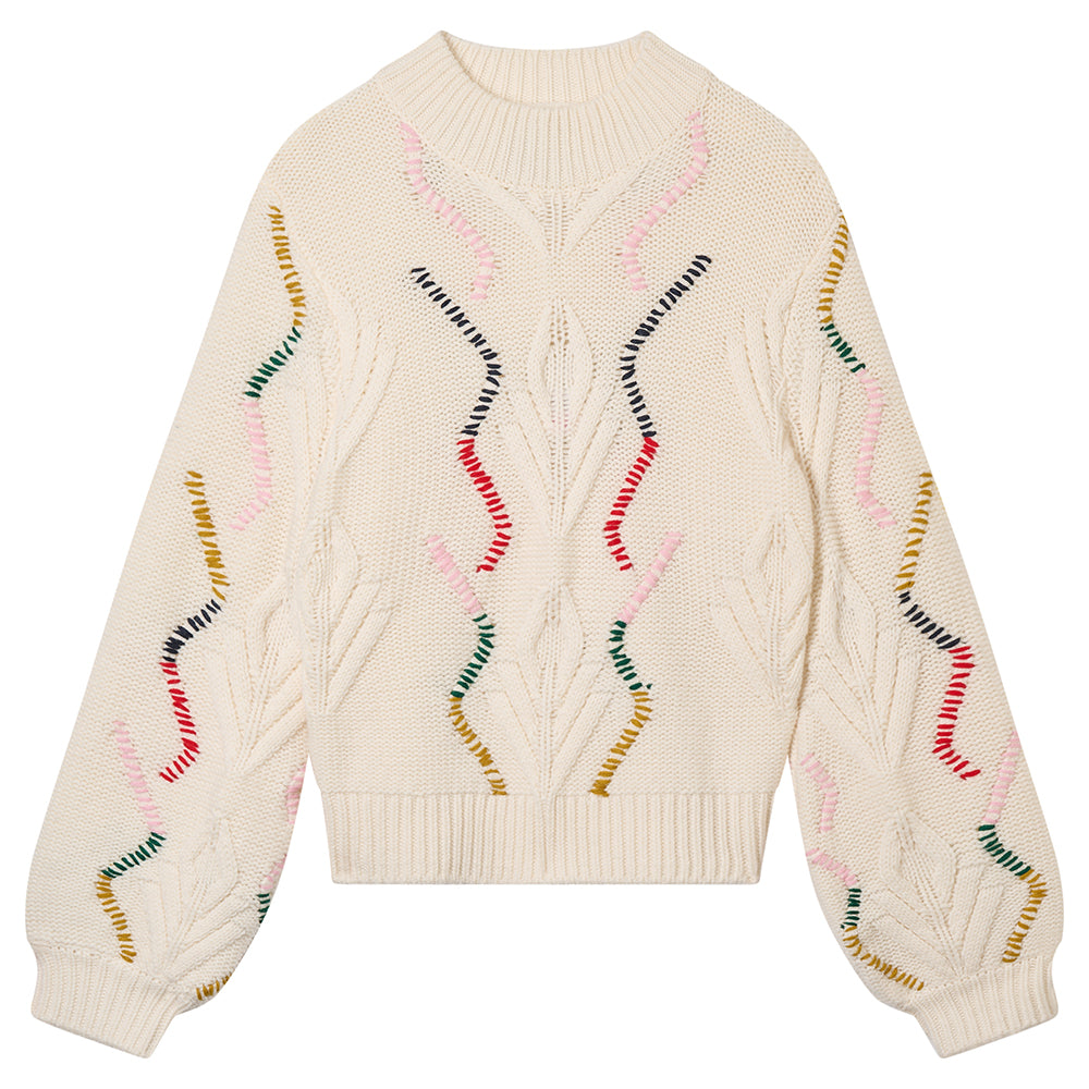 Overstitch Cable Knit Cashmere Wool Turtle Neck Cream | Jumper 1234